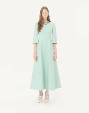 Valentino Garavani Crepe Couture Embroidered Midi Dress - Celadon/silver