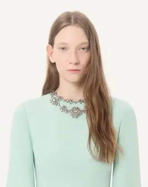 Valentino Garavani Crepe Couture Embroidered Midi Dress - Celadon/silver