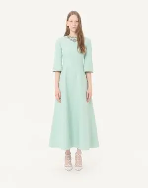 Valentino Garavani Crepe Couture Embroidered Midi Dress - Celadon/silver