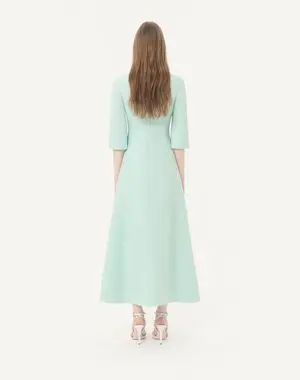 Valentino Garavani Crepe Couture Embroidered Midi Dress - Celadon/silver