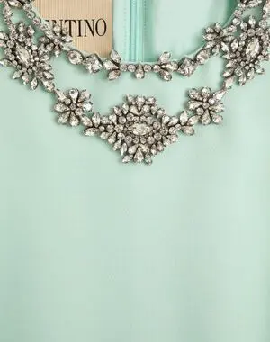 Valentino Garavani Crepe Couture Embroidered Midi Dress - Celadon/silver