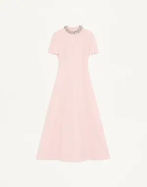 Valentino Garavani Crepe Couture Embroidered Midi Dress - Pink/silver