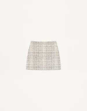 Valentino Garavani Square Tweed Mini Skirt - Vanilla/black