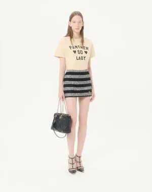 Valentino Garavani Panther Lady Jersey T-shirt - Birch/black
