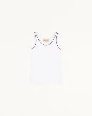 Valentino Garavani Cotton Jersey Top - White/ Black