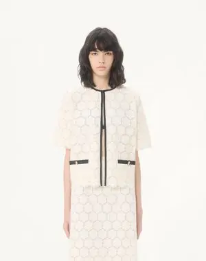 Valentino Garavani Fleurs A Jour Cotton Jacket - Latte/black