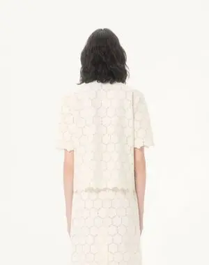 Valentino Garavani Fleurs A Jour Cotton Jacket - Latte/black