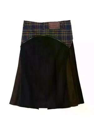 Andersson Bell Panelled Pinstripe And Check-pattern Skirt