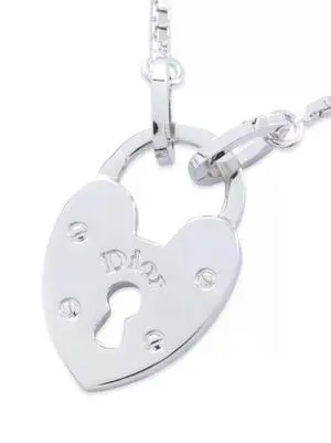 Dior Heart Lock Necklace - Silver