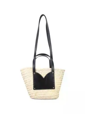 SESSUN Leather-trim Woven Raffia Tote Bag - Neutrals