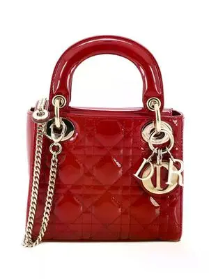 Dior Lady Cannage Quilt Patent Mini Satchel
