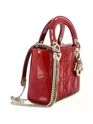 Dior Lady Cannage Quilt Patent Mini Satchel