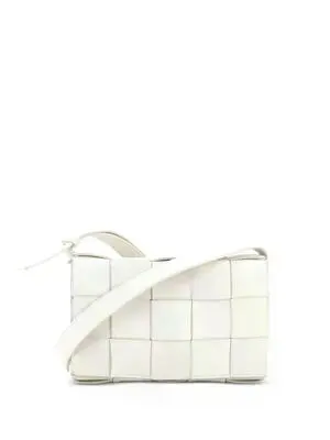 Bottega Veneta Cassette Maxi Intrecciato Leather Small Crossbody Bag Neutrals