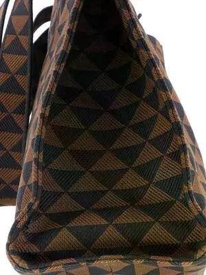Prada Symbole Shopper Jacquard Horizontal Tote Bag - Brown