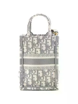 Dior Book Tote Phone Bag Oblique Canvas Mini Crossbody Bag - Grey