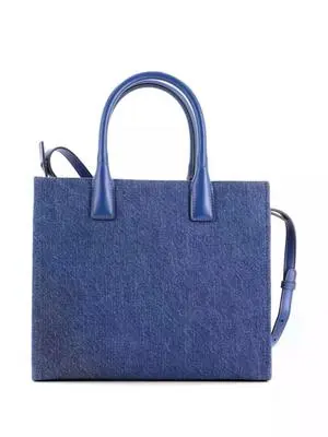 Versace La Medusa Embossed Denim Small Tote Bag - Blue