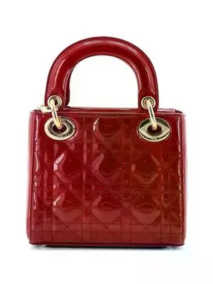 Dior Lady Chain Bag Cannage Quilt Patent Mini Satchel