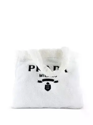 Prada Logo Terry Cloth Tote Bag - Neutrals