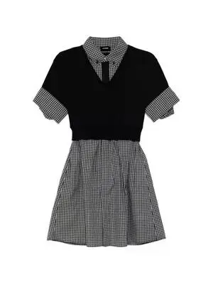 We11Done Gingham-print Layered Dress
