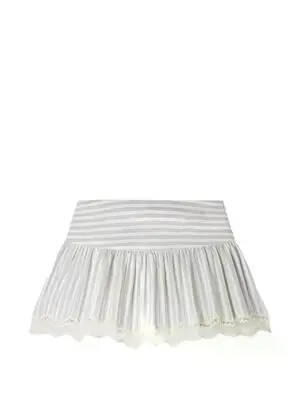 Sandro Striped Cotton Skort With Lace Trim - Neutrals