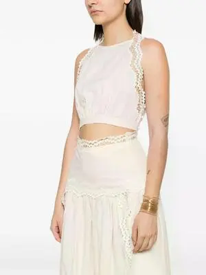Sandro Lace-trim Cropped Cotton Top