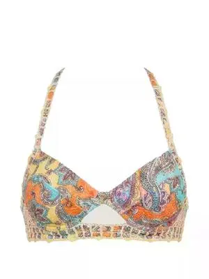 DEL MAAR Kaita Paisley-print Bikini Top - Blue