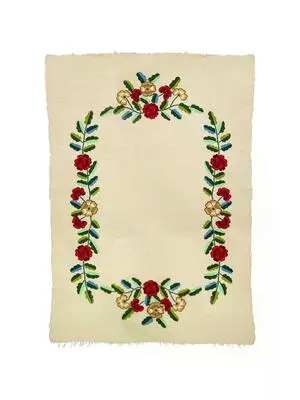 HOUSE OF CAPRICORN Floral-embroidery Wool Blanket - Neutrals