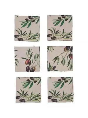 LINORICCI Olive-print Napkins - Neutrals