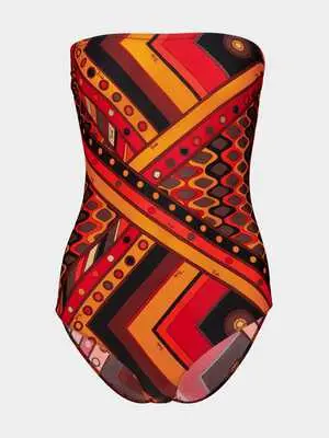 Emilio Pucci Vivara Print Bandeau Swimsuit - Orange