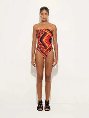 Emilio Pucci Vivara Print Bandeau Swimsuit - Orange