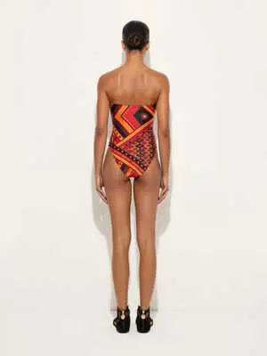 Emilio Pucci Vivara Print Bandeau Swimsuit - Orange
