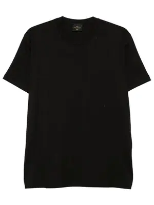 Paul & Shark Cotton Blend T-shirt With Tone-on-tone Logo Print - Black