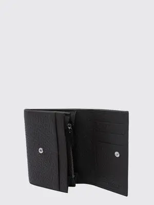 Orciani Hammered Calfskin Leather Bifold Wallet With Flap - Dark