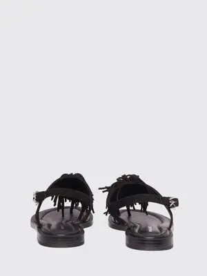 Michael Kors Heeled Sandal With Fringe Detailing - Black