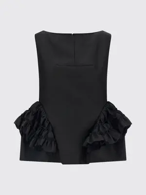 Dries Van Noten Wool And Silk Ruffled Bustier Top - Black
