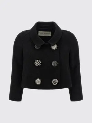 Dries Van Noten Embellished Button Double Breasted Cropped Jacket - Black