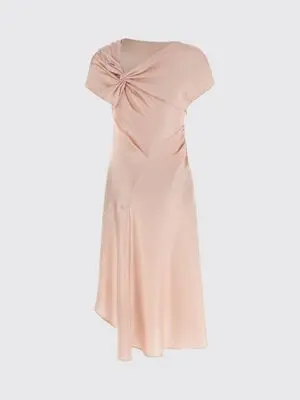 Victoria Beckham Asymmetrical Midi Dress With Short Sleeves - Pink
