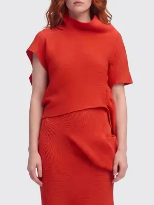 Issey Miyake Pleated Knit Top - Red
