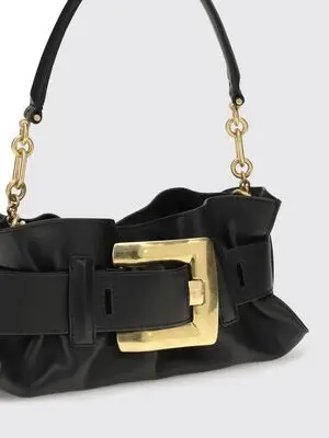 Balmain Leather Shoulder Bag With Gold-tone Buckle