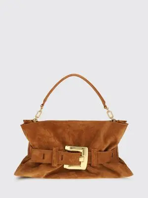 Balmain Mini Gathered Suede Bag - Brown