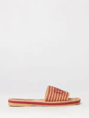 Chloé Chloé Striped Woven Raffia Slides Pink