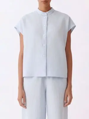 Fabiana Filippi Mandarin Collar Shirt - Gnawed Blue