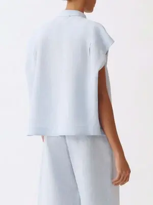 Fabiana Filippi Mandarin Collar Shirt - Gnawed Blue