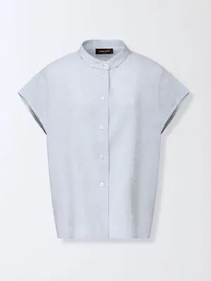 Fabiana Filippi Mandarin Collar Shirt - Gnawed Blue