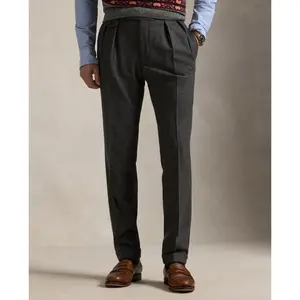 Ralph Lauren Pleated Wool Flannel Trousers - Medium Grey