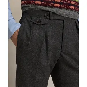 Ralph Lauren Pleated Wool Flannel Trousers - Medium Grey