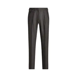 Ralph Lauren Pleated Wool Flannel Trousers - Medium Grey