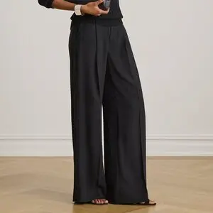 Ralph Lauren Double-faced Georgette Wide-leg Pants - Black