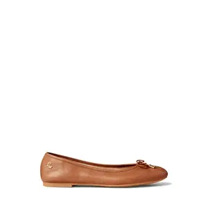 Ralph Lauren Jayna Nappa Leather Flat - Deep Saddle Tan