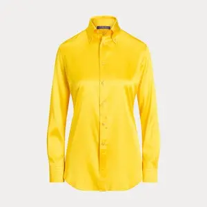 Ralph Lauren Cameron Straight Fit Silk Shirt - Racing Yellow